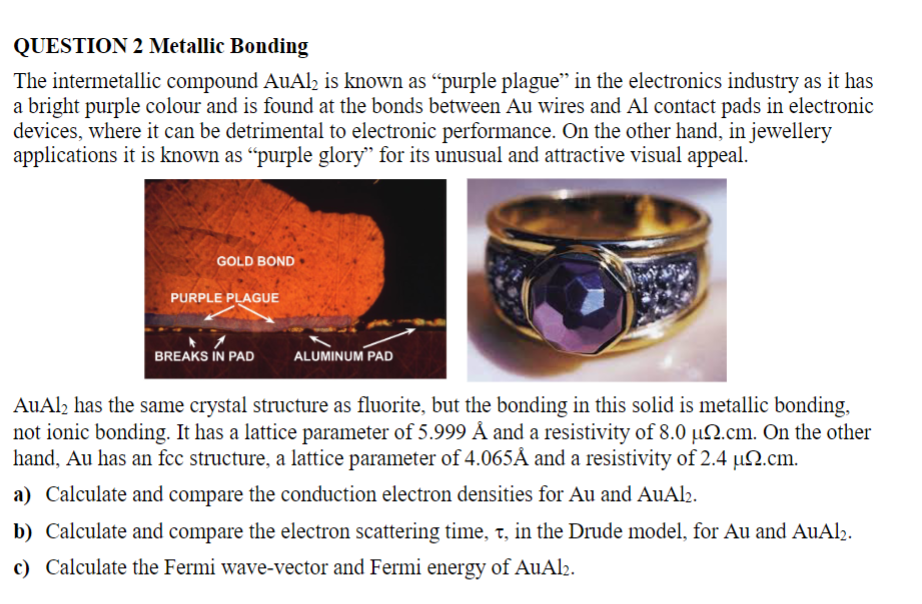 Solved QUESTION 2 Metallic Bonding The intermetallic | Chegg.com