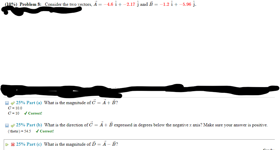Solved (10\%) Problem 8: Consider the two vectors, | Chegg.com