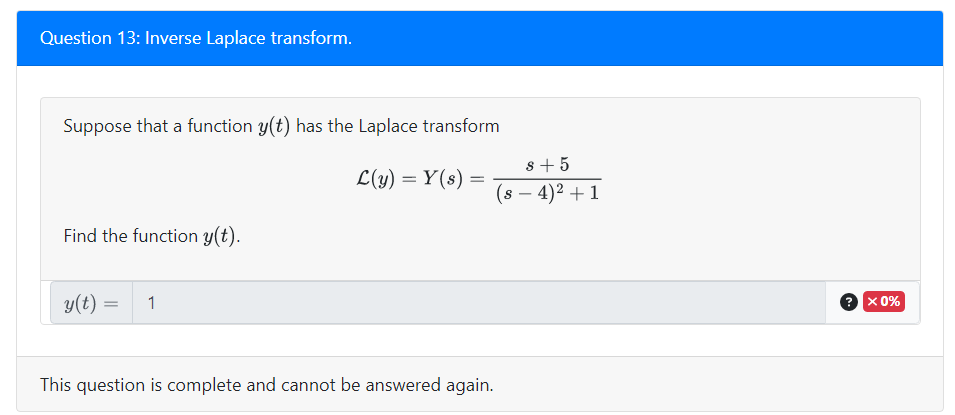 Solved Suppose that a function y(t) has the Laplace | Chegg.com