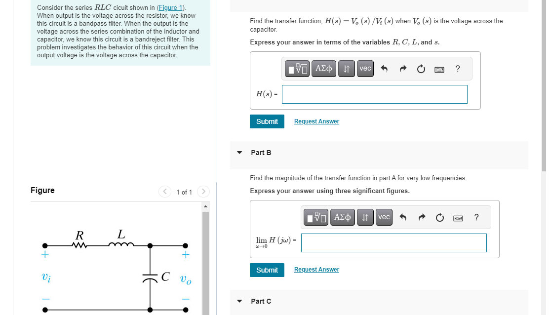 Solved Consider the series RLC cicuit shown in (Figure 1). | Chegg.com