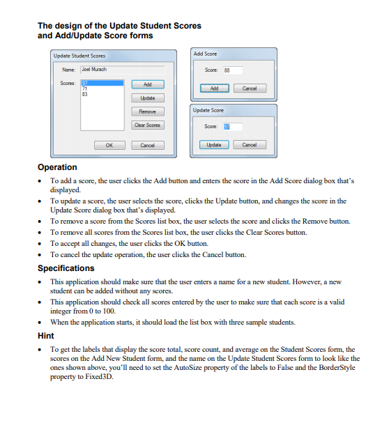Project 2-2 Maintain student scores For this project, | Chegg.com