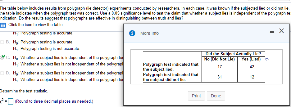 Solved The table below includes results from polygraph (lie | Chegg.com