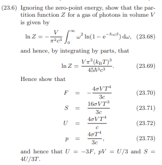Solved 23.6) Ignoring the zero-point energy, show that the | Chegg.com