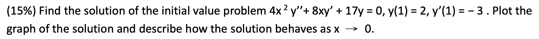 Solved (15\%) Find the solution of the initial value problem | Chegg.com
