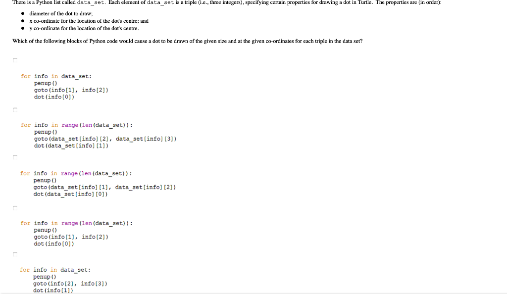 Solved There is a Python list called data_set. Each element | Chegg.com