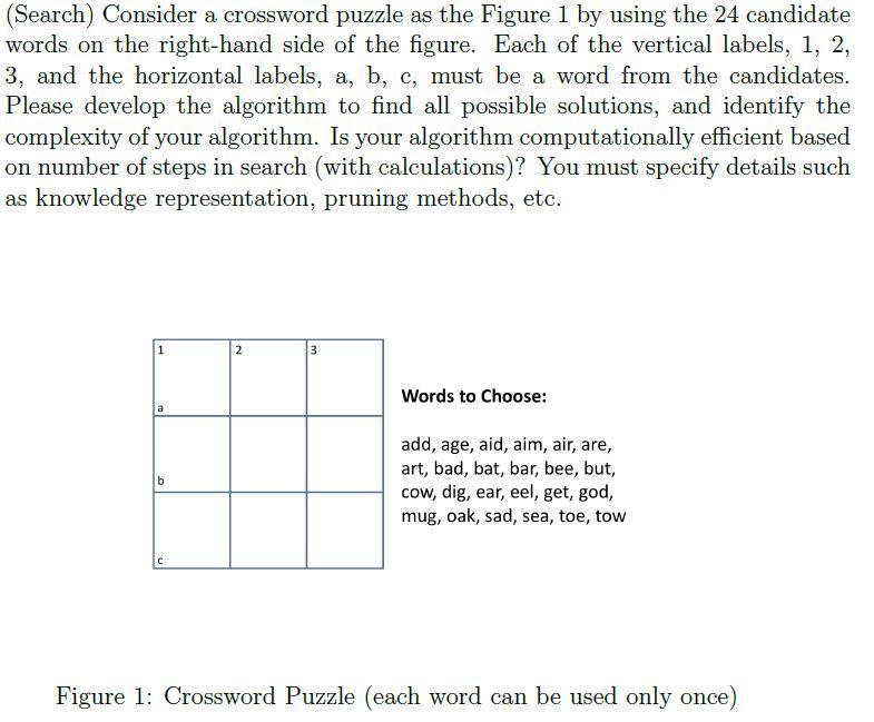 Solved (Search) Consider a crossword puzzle as the Figure 1 | Chegg.com