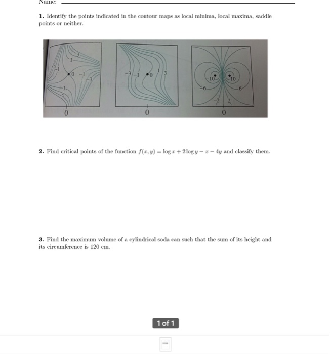 Solved Name 1. Identify the points indicated in the contour | Chegg.com