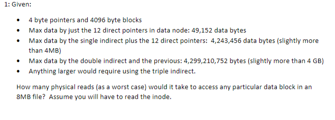 Solved Given 4 ﻿byte Pointers And 4096 ﻿byte Blocksmax Data
