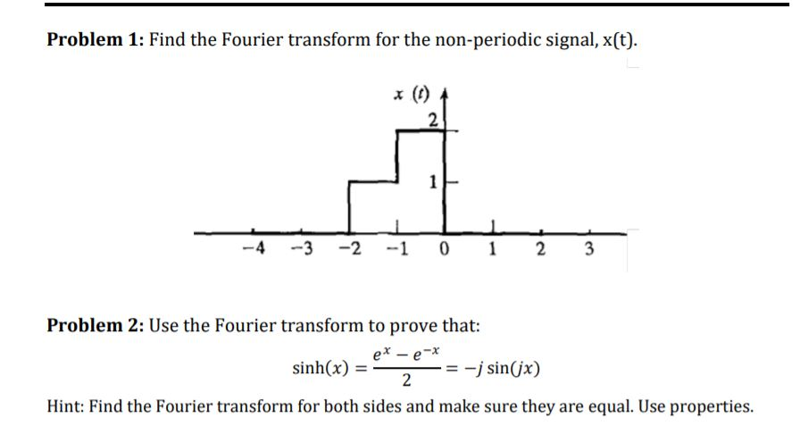 Solved Problem 1: Find the Fourier transform for the | Chegg.com