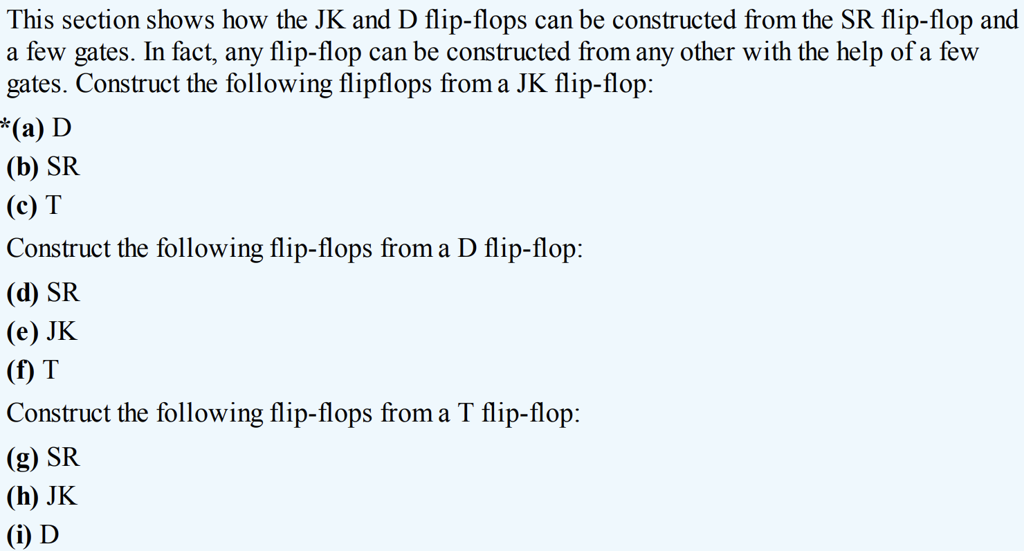 Solved This section shows how the JK and D flip-flops can be | Chegg.com