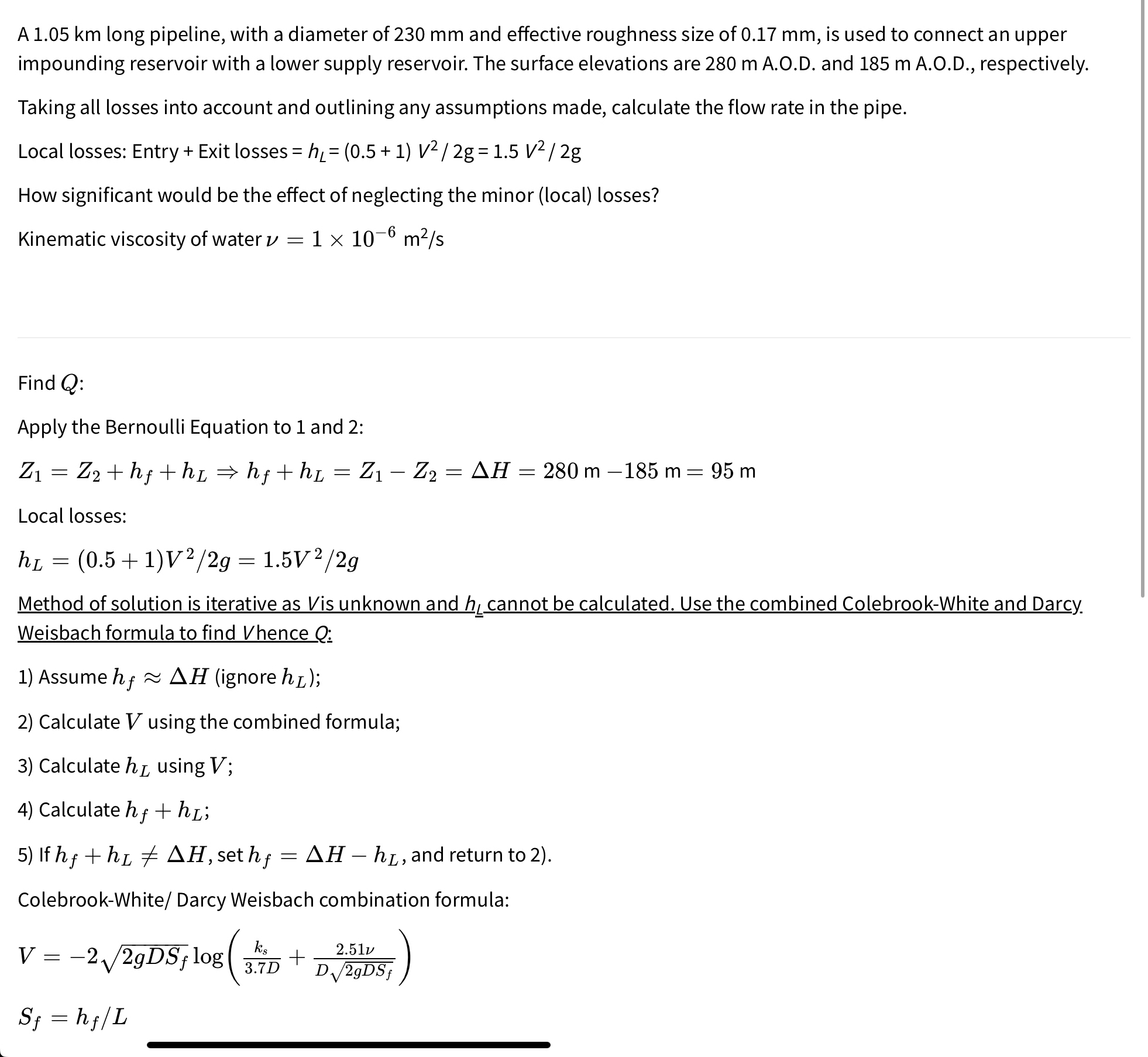 Solved Find Q ﻿:Apply the Bernoulli Equation to 1 ﻿and | Chegg.com