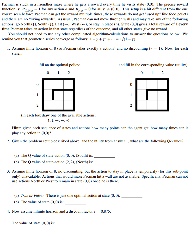 Solved Pacman is stuck in a friendlier maze where he gets a | Chegg.com