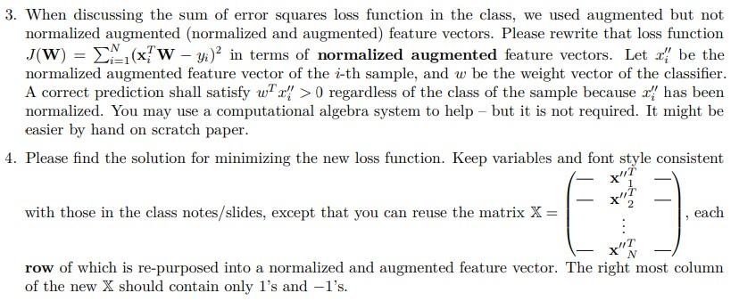 3. When discussing the sum of error squares loss | Chegg.com