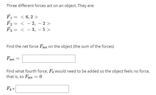 Solved Three different forces act on an object. They are: F1 | Chegg.com