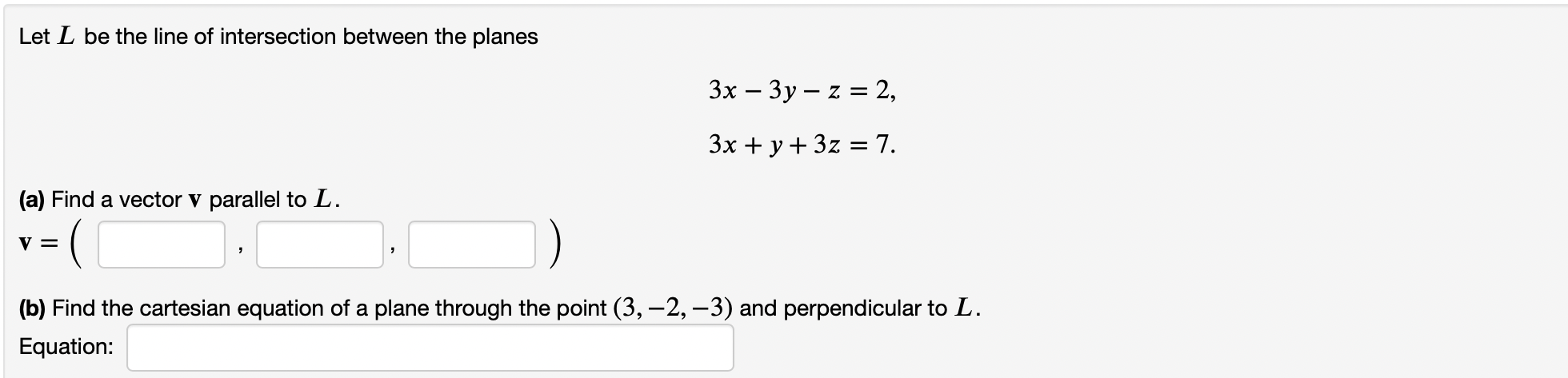 Solved Let L be the line of intersection between the planes | Chegg.com