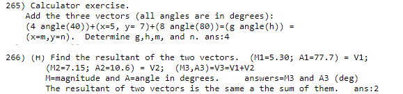 Solved 265) Calculator exercise. Add the three vectors (all | Chegg.com