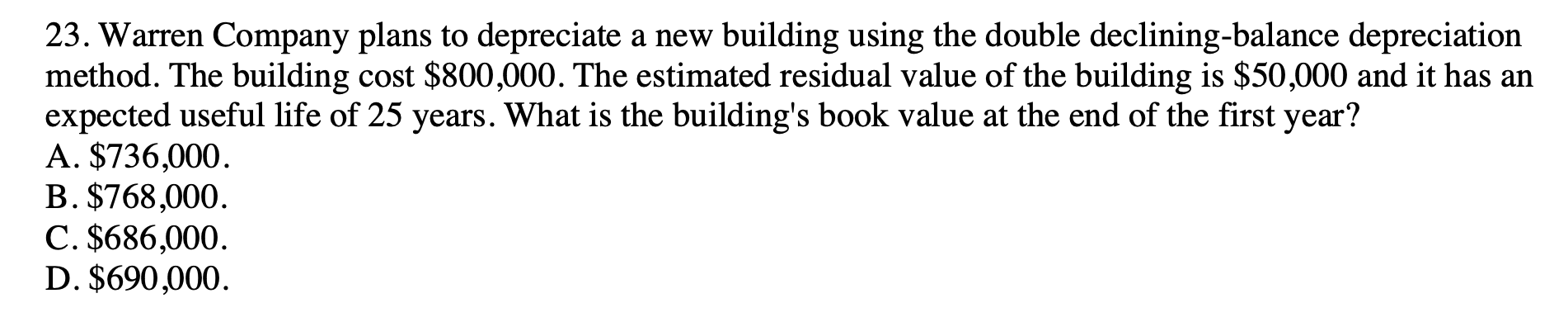 Solved Warren Company plans to depreciate a new building | Chegg.com