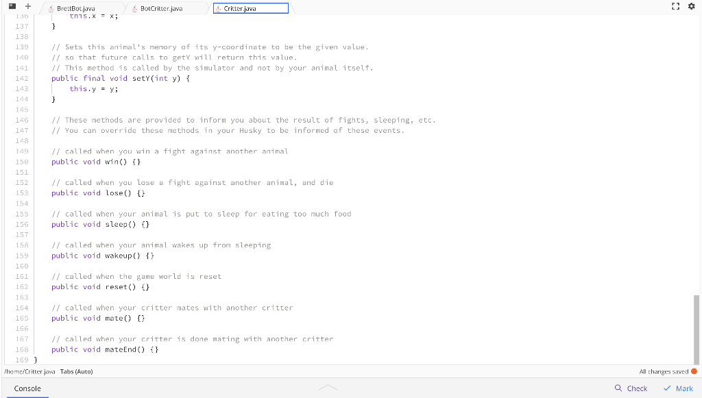 Solved BrettBot Critter Define a Critter class named | Chegg.com