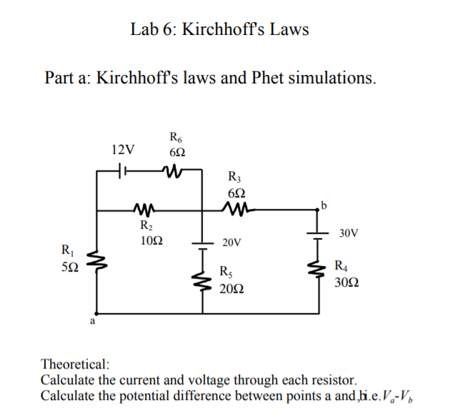 Solved Lab 6: Kirchhoffs Laws Part a: Kirchhoff's laws and | Chegg.com