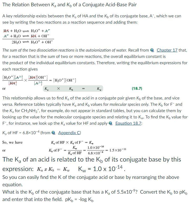 Solved The Relation Between K, and Kb of a Conjugate | Chegg.com