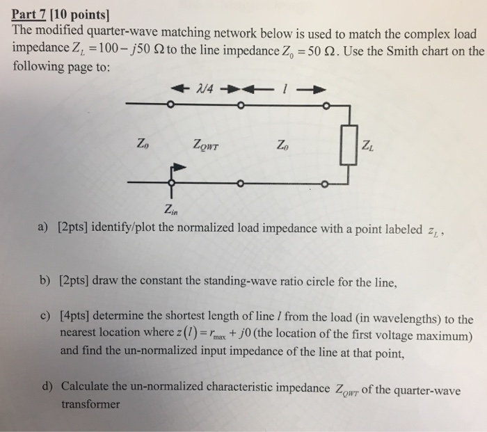 Solved Part 7 [10 points] The modified quarter-wave matching | Chegg.com