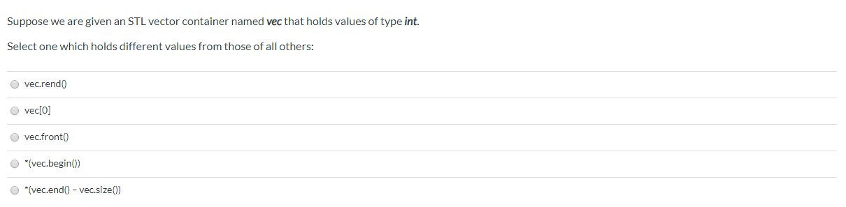 Solved Suppose we are given an STL vector container named | Chegg.com