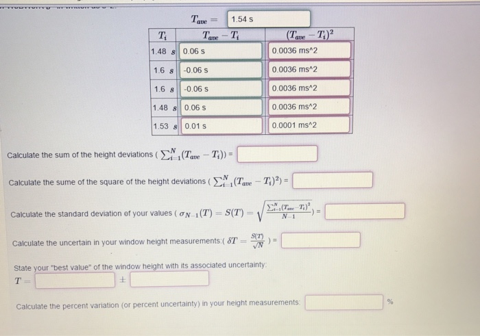 Solved Calculate the sum of the height deviations | Chegg.com