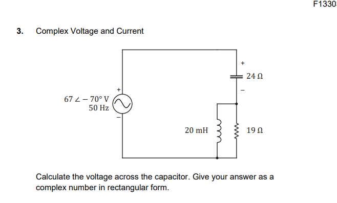 Solved 3. Complex Voltage and Current Calculate the voltage | Chegg.com