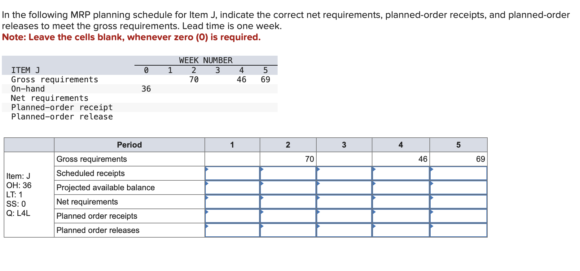 Solved In the following MRP planning schedule for Item J, | Chegg.com