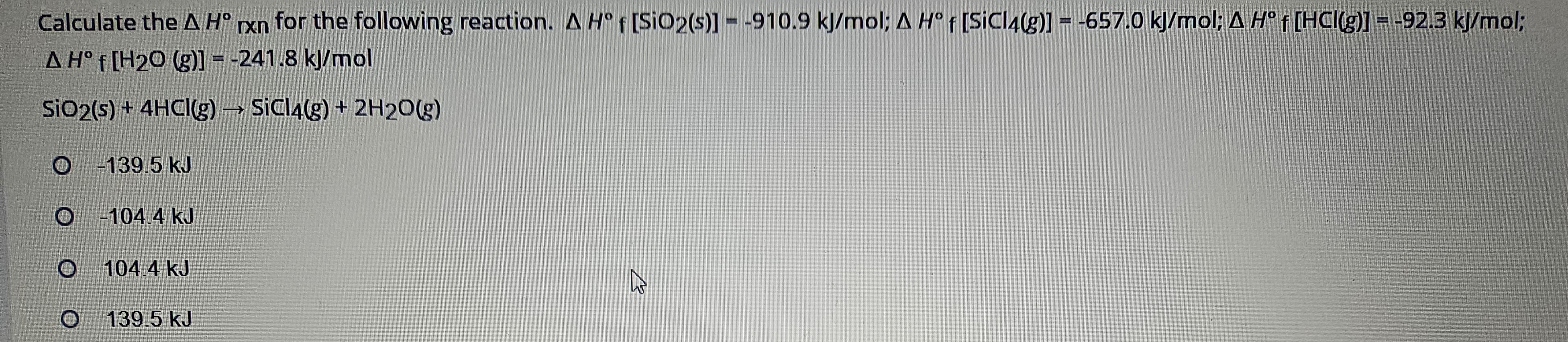 Solved Calculate the ΔH∘ rxn for the following reaction. | Chegg.com