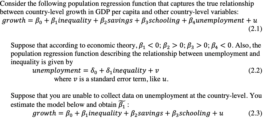 Consider the following population regression function | Chegg.com