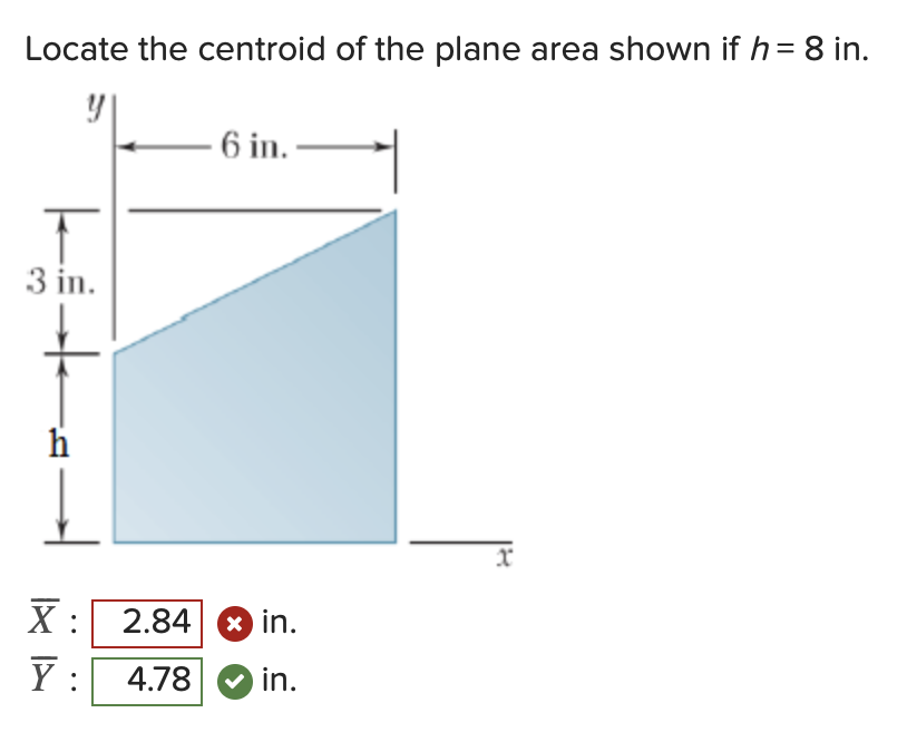 Solved Locate the centroid of the plane area shown if h= | Chegg.com