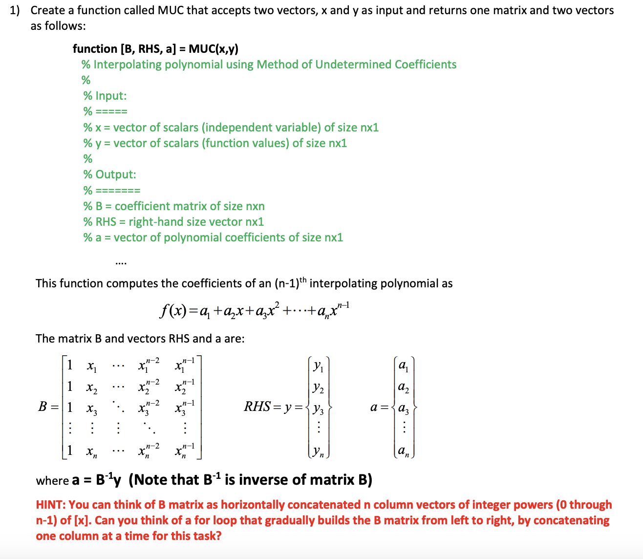 Solved Create a function called MUC that accepts two | Chegg.com