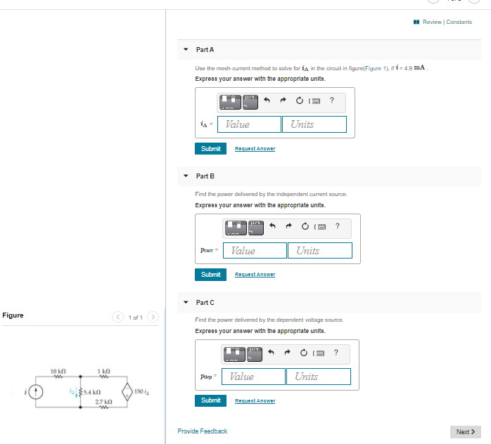 Solved Review Constants Part A Use the mesh-current method | Chegg.com