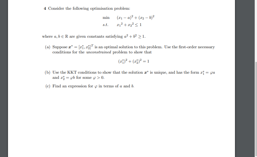 Consider the following optimisation problem: min (x1 | Chegg.com