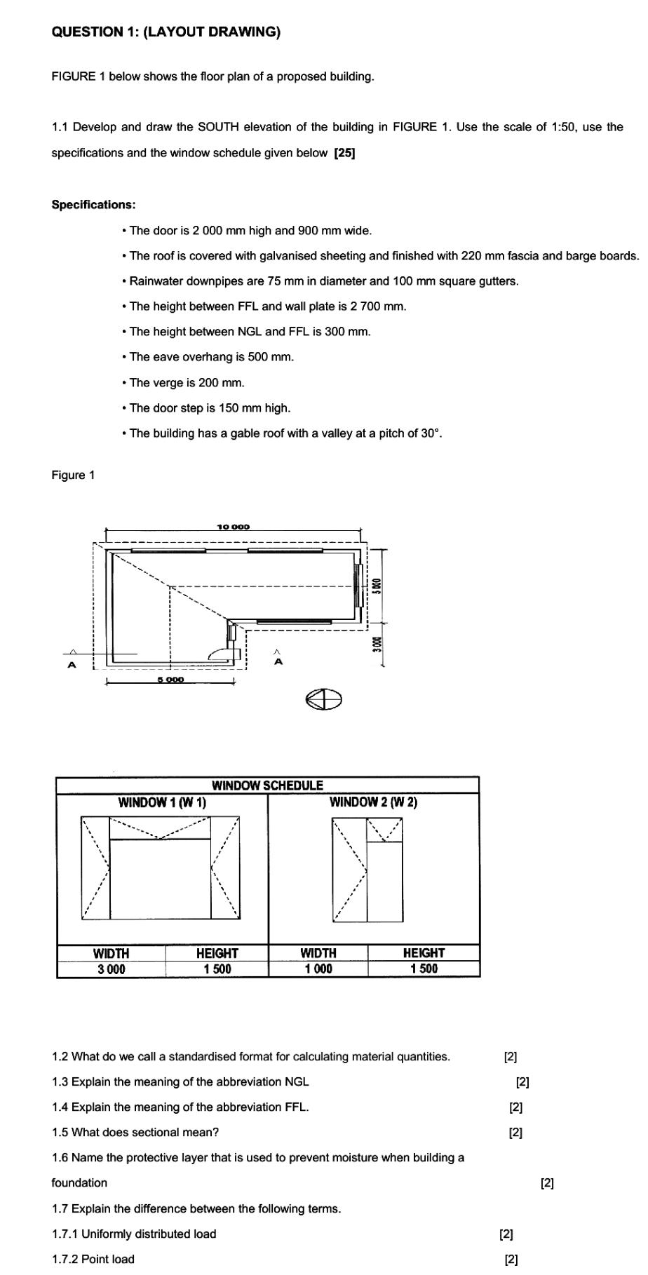 1.1 Develop and draw the SOUTH elevation of the | Chegg.com
