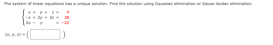 Solved The system of linear equations has a unique solution. | Chegg.com