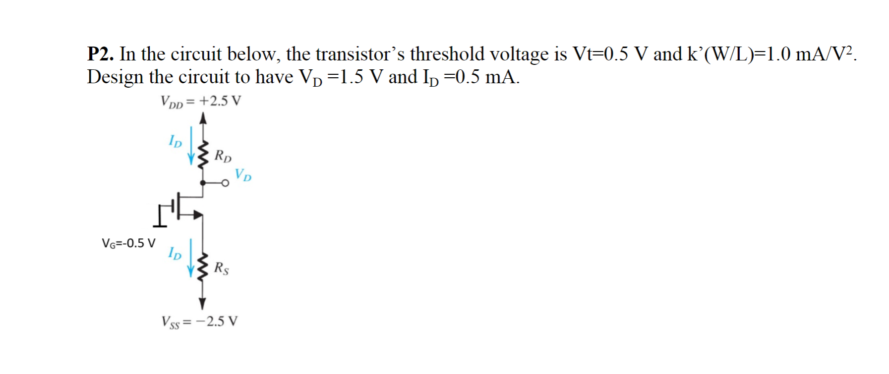 Solved P2. In the circuit below, the transistor's threshold | Chegg.com