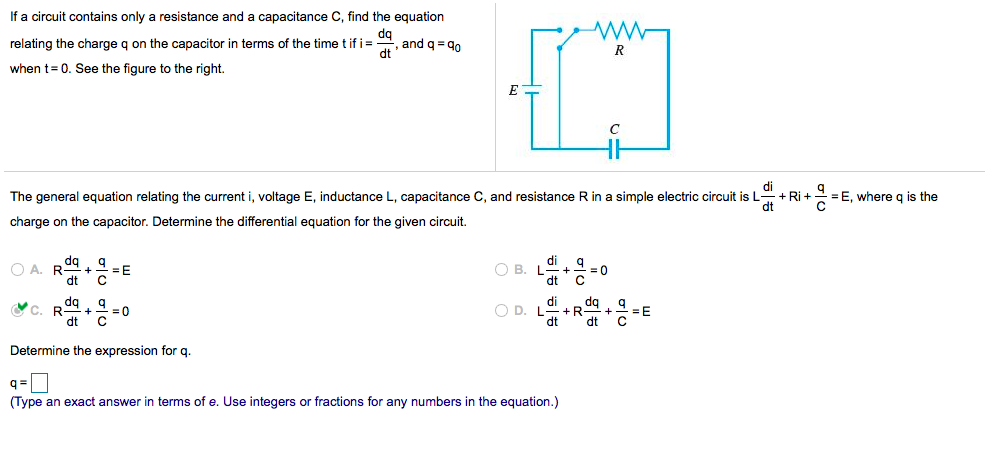 Solved If a circuit contains only a resistance and a | Chegg.com