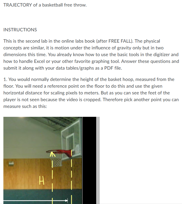 Solved TRAJECTORY of a basketball free throw. INSTRUCTIONS | Chegg.com