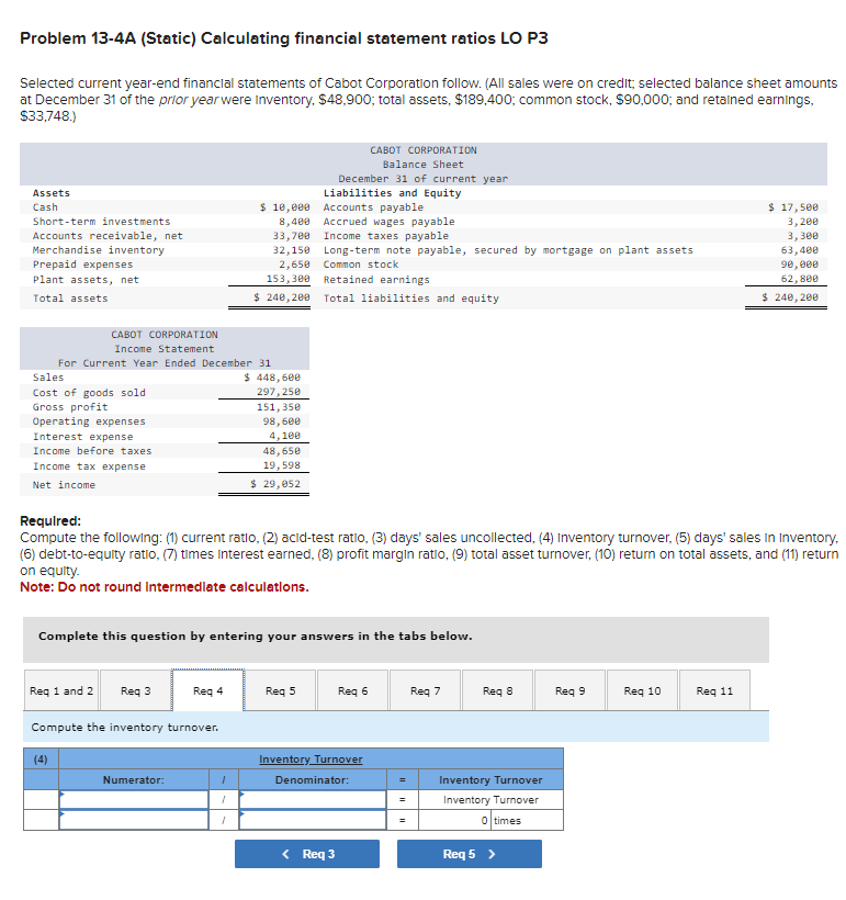 Solved Problem 13-4A (Static) Calculating financial | Chegg.com