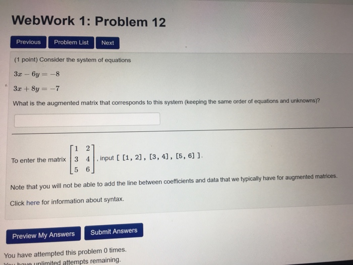 Solved WebWork 1: Problem 12 Previous Problem List Next (1 | Chegg.com Solved WebWork 1: Problem 12 Previous Problem List Next (1 | Chegg.com