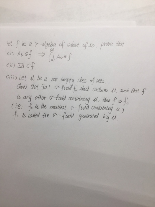 Let f be a sigma-algebra of subset of , prove that | Chegg.com