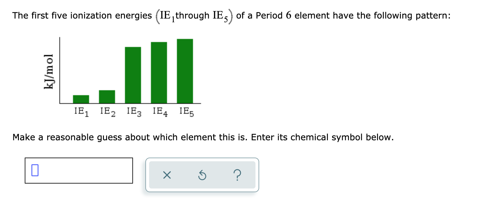 Solved The first five ionization energies (IE, through IE5) | Chegg.com