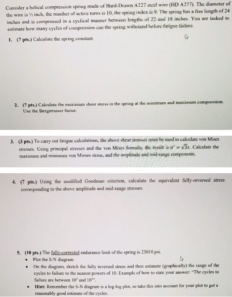 Solved Consider a helical compression spring made of | Chegg.com