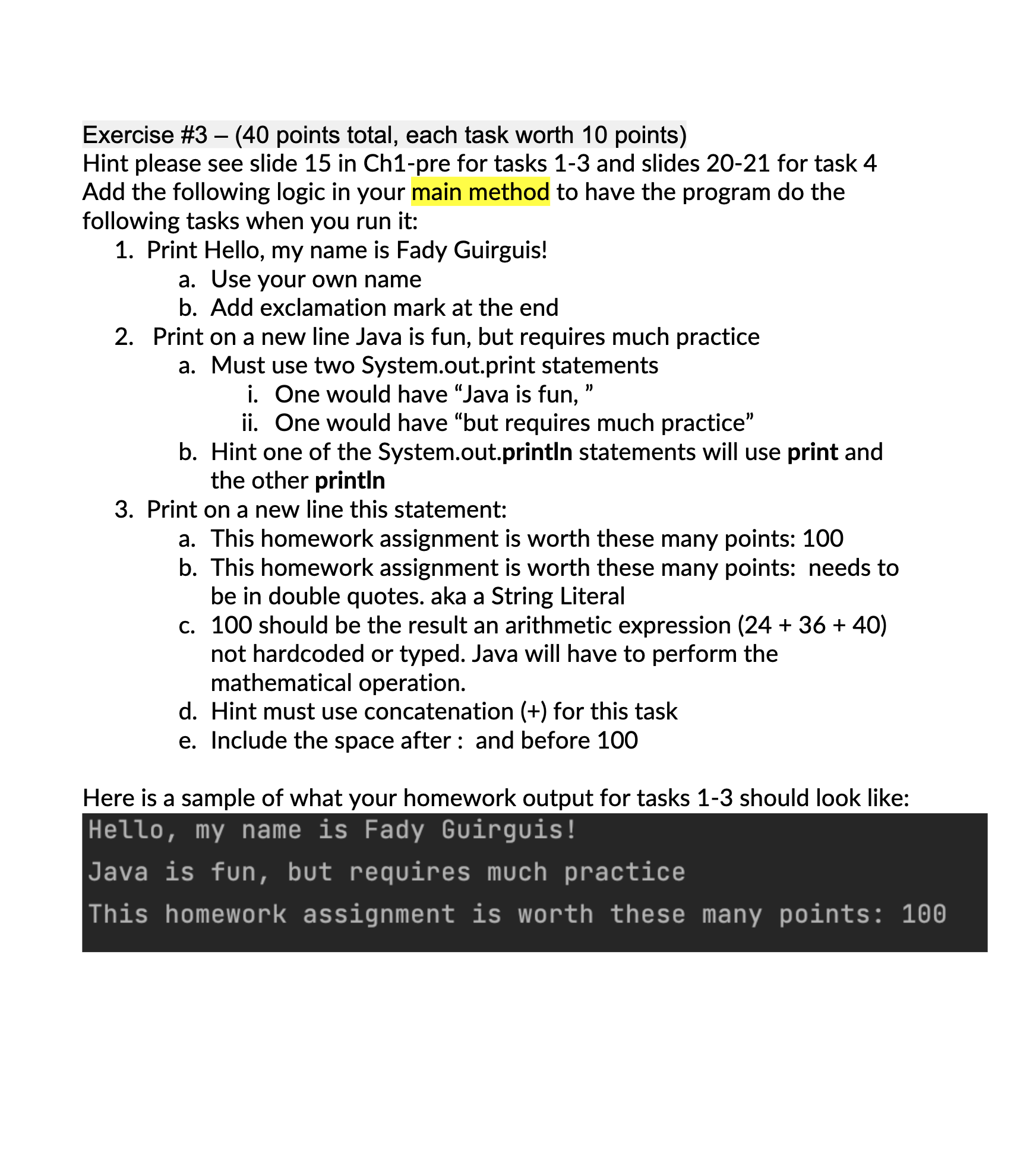 Solved Exercise #3 - (40 ﻿points total, each task worth 10 | Chegg.com