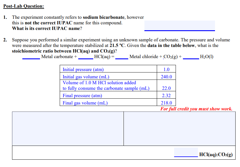 Solved Post-Lab Question: 1. The experiment constantly | Chegg.com