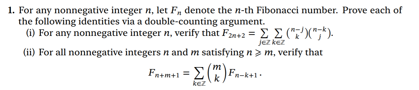 1. For any nonnegative integer n, let Fn denote the | Chegg.com