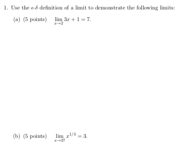 Solved 1. Use the e-8 definition of a limit to demonstrate | Chegg.com
