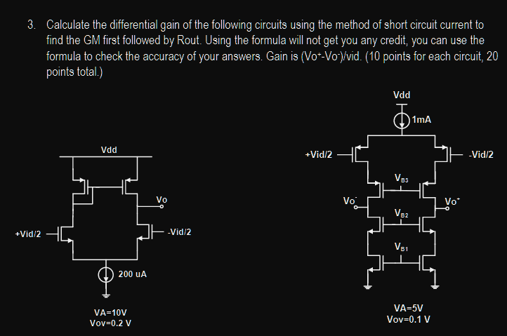 3. Calculate the differential gain of the following | Chegg.com